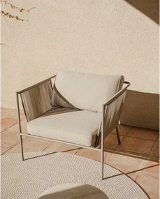 Krémové/taupe kovové/polstrované zahradní křeslo Zivia – Kave Home