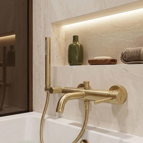 Rea Lungo Diamond, vanová baterie s ruční sprchou, zlatá lesklá, REA-B2244
