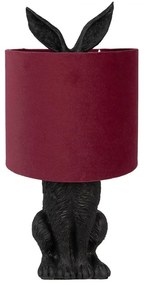Černá stolní lampa králík s vínovým stínidlem Rabbi - Ø 20*43 cm