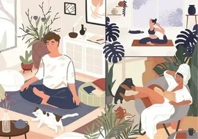 Trefl - Puzzle - UFT Yoga, Cats  Coffee: Klid v duši / 1000 dílků / 68