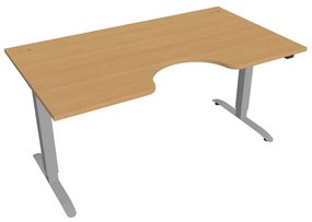 Hobis Motion Elektr. nastavitelný stůl 160x90 - HOBIS ERGO MOTION MSE 2 1600 Dekor stolové desky: buk, Barva kovové podnože: stříbrná