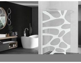 Mexen Kioto, Walk-In sprchová zástěna 100 x 200 cm, 8mm sklo čiré/bílý vzor, bílý profil, 800-100-101-20-97