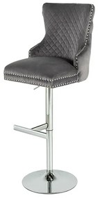 Designová barová židle Queen Lví hlava šedý samet