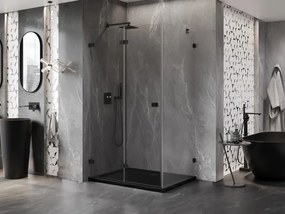 Mexen Lunar-F, skládací sprchový kout levý 100 x 80 cm, 8mm čiré sklo, černý profil, 836-100-080-70-00-L