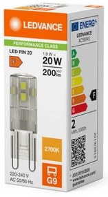 LED žárovka G9 LEDVANCE 1,9W (30W) teplá bílá (2700K)