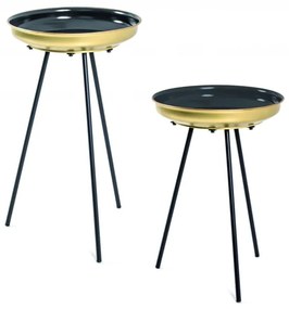 Mørtens furniture Odkládací stolek Ciara (SADA 2 ks), 66 cm, černá / zlatá