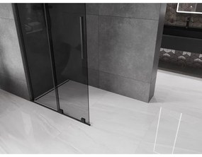 Mexen Velar L, posuvná sprchová zástěna Walk-in 110 x 200 cm, 8mm šedé sklo, černá matná, 871-110-003-43-70
