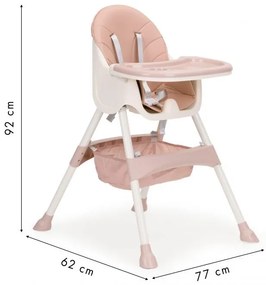 Vysoká židle na krmení 2v1 růžová