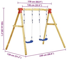 vidaXL Marketos Sada houpaček 230 x 130 x 166 cm borové dřevo