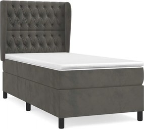Box spring postel s matrací tmavě šedá 90x190 cm samet 3129364