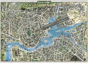 HEYE Puzzle Map Art: Město popu / 2000 dílků / 97 × 69 cm
