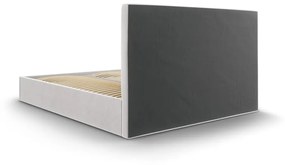 Světle šedá čalouněná dvoulůžková postel s úložným prostorem s roštem 160x200 cm Juniper – Mazzini Beds