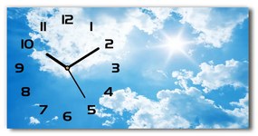 Wallmuralia Skleněné hodiny na stěnu Mraky na nebi 60x30 cm