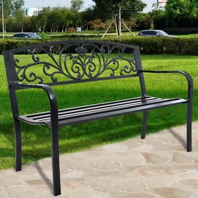 Costway Litinová zahradní lavička – 127 × 60 × 85 cm, černý