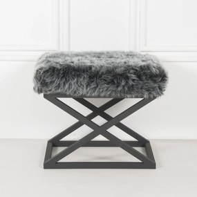 Atelier del Sofa Taburet Capraz Plush - Black, Grey, Černá, Šedá