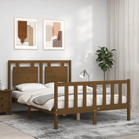 Rám postele s čelem medově hnědý 140 x 200 cm masivní dřevo,  3192169 HangarStore.cz