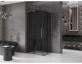 Mexen Velar L Duo, sprchový kout s posuvnými dveřmi 90 x 80 cm, 8mm šedé sklo, měděná matná, 871-090-080-02-43-65