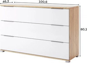 Komoda 3Š dub craft / bílý Asti