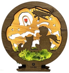 Li-Go "Malý princ s růží" lampa 20x22cm provedení povrchu: dub světlý