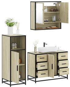 3dílný set koupelnového nábytku dub sonoma kompozitní dřevo 3300991