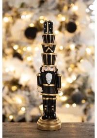 Černá vánoční dekorace Louskáček s dárky - 8*7*33 cm