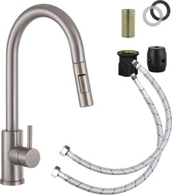 Gamma Taru Slim, vysoká dřezová baterie h-400, broušená ocel, GMA-BTS-IX