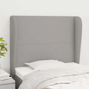 Čelo postele typu ušák světle šedé 93 x 23 x 118/128 cm textil 3117658