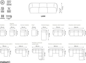 Sametová rohová pohovka v terakotové barvě (levý roh/s lenoškou) Lani – Makamii