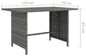 vidaXL Marketos Zahradní jídelní stůl šedý 110 x 70 x 65 cm polyratan