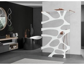 Mexen Kioto, sprchová zástěna Walk-In 140 x 200 cm, 8mm čiré sklo bílý vzor, ​​měděný matný profil, 800-140-002-65-97
