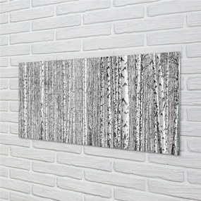 Obraz na skle Černá a bílá strom les 140x70 cm