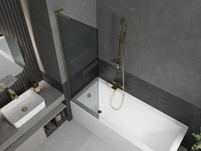 Mexen Next L, 1-křídlová vanová zástěna 60 x 150 cm, 6mm šedé sklo, zlatý lesklý profil, 895-060-000-03-40-50