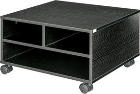 HOMCOM Stojan na tiskárnu se 2 policemi, dřevěný kabinet do kanceláře a na studium s kolečky, 47x40x27,5 cm, černý | Aosom