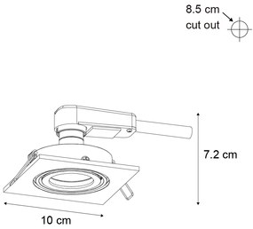 Sada 6 moderních zapuštěných bodových svítidel Gunmetal GU10 50mm kulatá naklápěcí - Qure