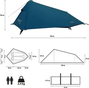 NILS Camp NC2502 Skyair 2 modrý / Lehký stan pro 2 osoby / 300 x 220 x