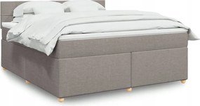 Box Spring Postel S Matrací Textil Taupe Blok se čtverci 180 x 200 cm