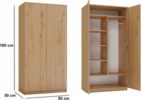 TPS Šatní skříň SD-90 cm - Dub artisan