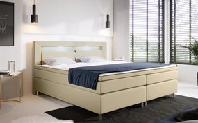 Boxspring postel HYPNOS bez úložného prostoru s LED, eko kůže Velikost postele: 120 × 200 cm, Barva EKO kůže: Béžová EKO kůže, Výběr matrace:…