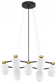 Satina zlato-černo-bílý moderní lustr Ovalino 143