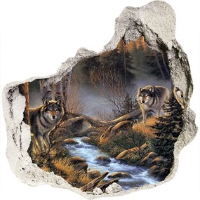 Wallmuralia Díra 3D fototapeta nálepka Smečka vlků 75x75 cm
