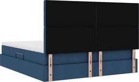 Postel s úložným prostorem s čelo Modrá 200 x 200 cm Textil 3372232