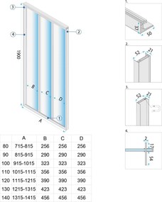 Rea - ALEX posuvné sprchové dveře - chrom, 100 x 190 cm, REA-K0546