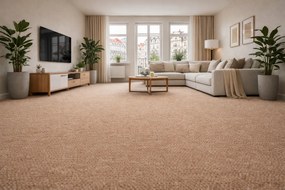 Vorwerk, Metrážový koberec Bingo 8K63 hnědý, na míru, šíře 4m, hnědá, filc, chodba / předsíň