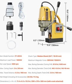 Magnetická vrtačka, Motor 1400 W VEVOR – CLZJPDJ40MMKUHBJ6V2