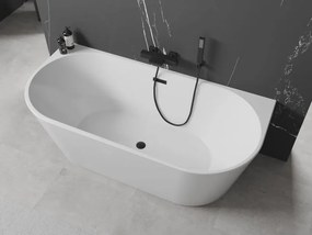 Mexen Oval volně stojící vanová vana u zdi 180 x 80 cm, bílá, černý přepad - 52671808000-70