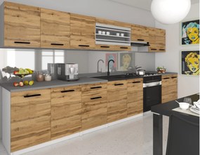 Kuchyňský nábytek 320 cm dubové dub wotan dub sonoma s pracovní deskou  TOR PRIMO320/4/WT/DW/0/B1