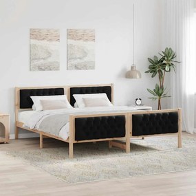Rám postele s čelo Černá 180 x 200 cm Masivní borové dřevo 3394275