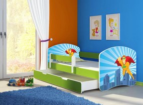 Dětská postel - Superhrdina 2 160x80 cm + šuplík zelená