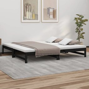 vidaXL Výsuvná postel 2x (100 x 200) cm masivní borovice [823403] Barva: Černá