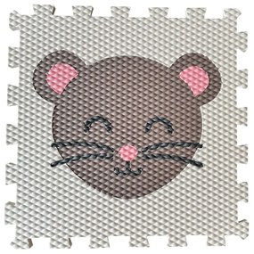 Vylen Pěnové podlahové puzzle Minideckfloor Myška Krémový s tmavě hnědou myškou 340 x 340 mm